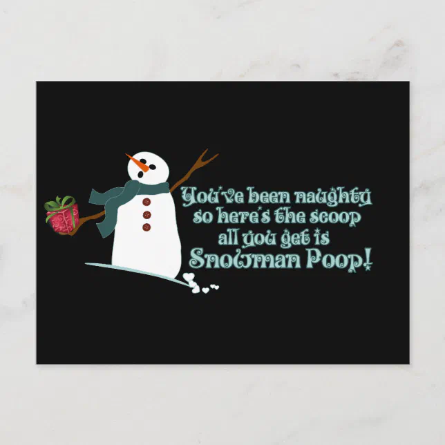 Snowman Poop Postcard | Zazzle
