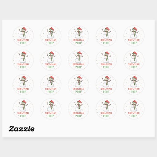 Snowman Poop Sticker Christmas Party Favor Labels | Zazzle