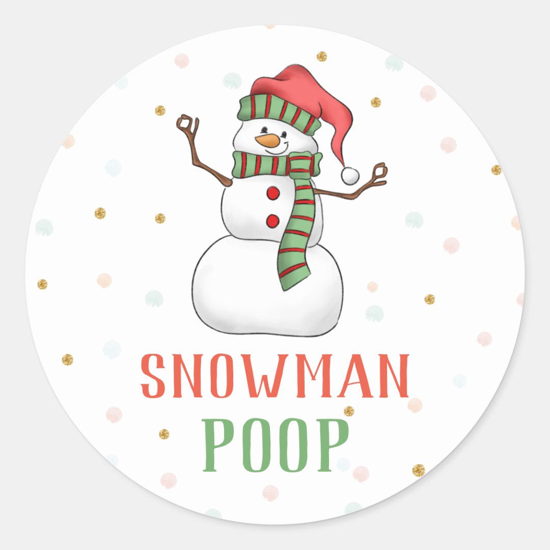 Snowman Poop Sticker Christmas Party Favor Labels | Zazzle
