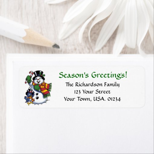 Snowman Seasons Greetings Return Address Labels | Zazzle