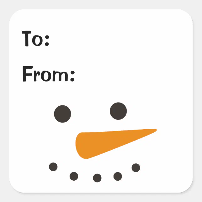 Snowman Simple Christmas Gift Square Sticker | Zazzle