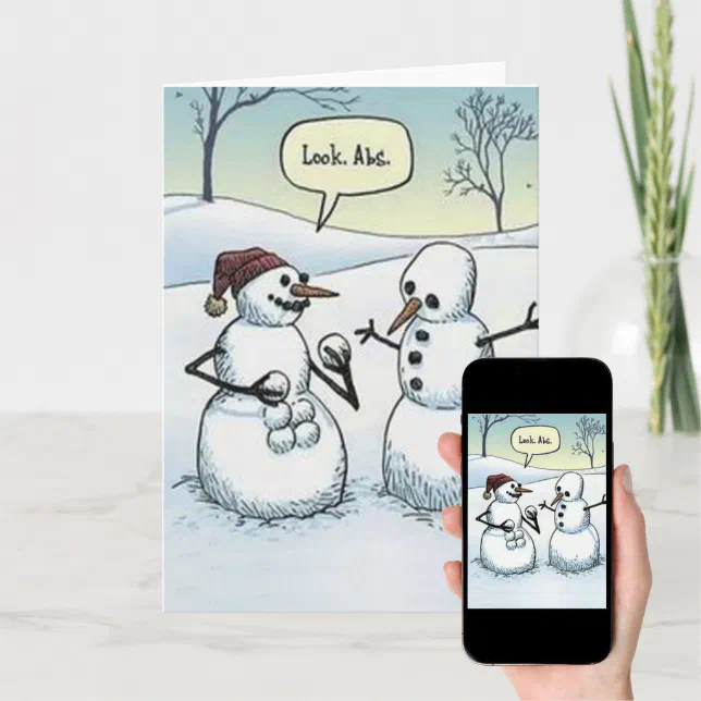 Snowman Six Pack Abs Greeting Card | Zazzle