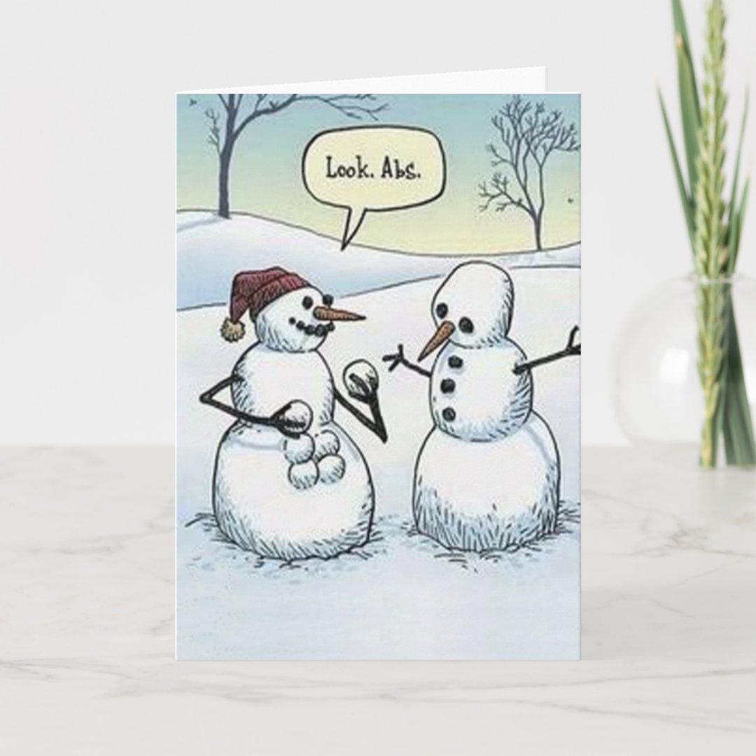 Snowman Six Pack Abs Greeting Card | Zazzle