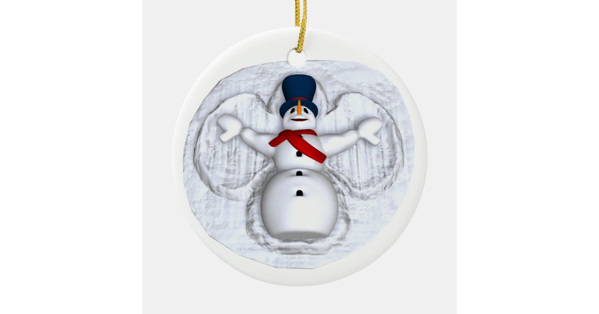 Snowman Snow Angel Ornament | Zazzle