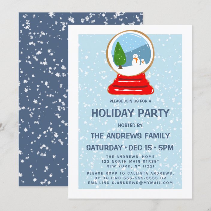 Snowman Snow Globe Cookie Illustration Holiday Invitation | Zazzle.com