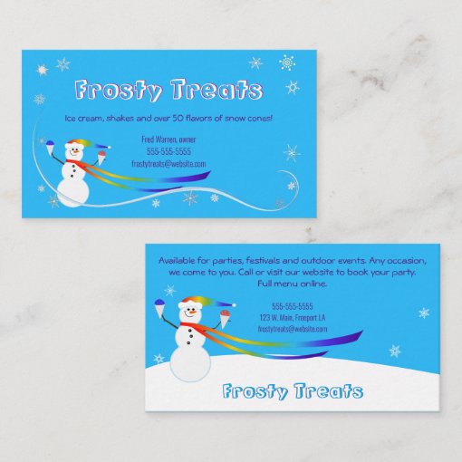 Snowman Snowcone Business Card | Zazzle