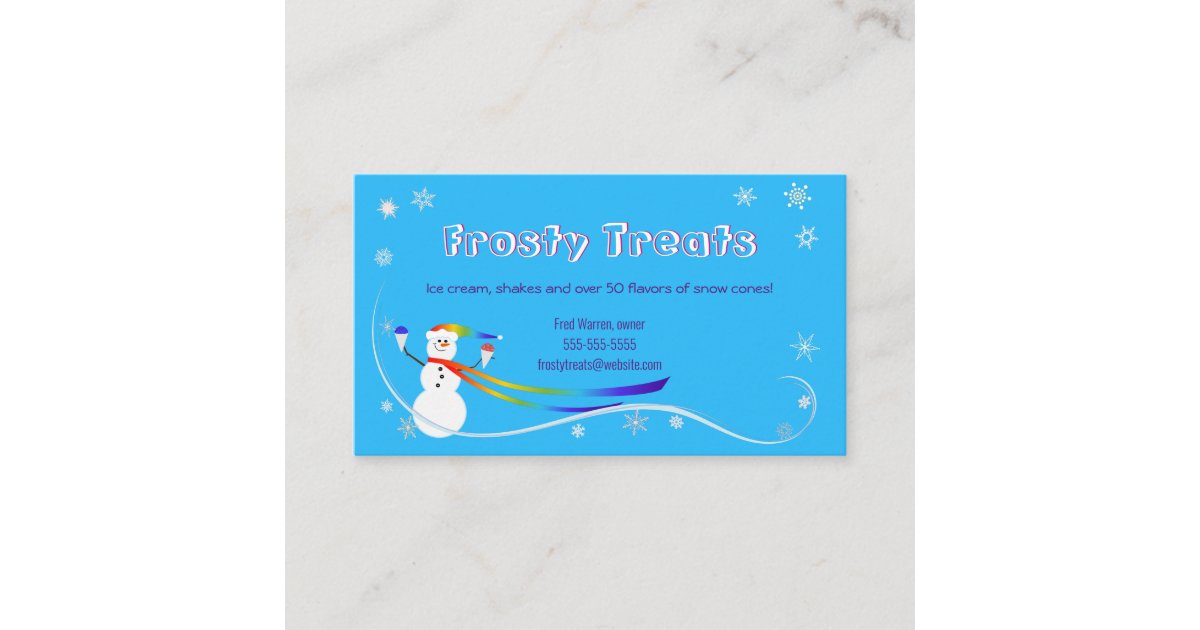 Snowman Snowcone Business Card | Zazzle