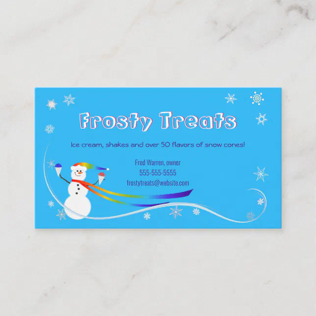 Snowman Snowcone Business Card | Zazzle