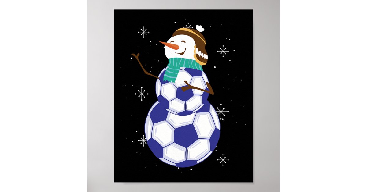 Snowman Soccer Ball Winter Magic Poster | Zazzle