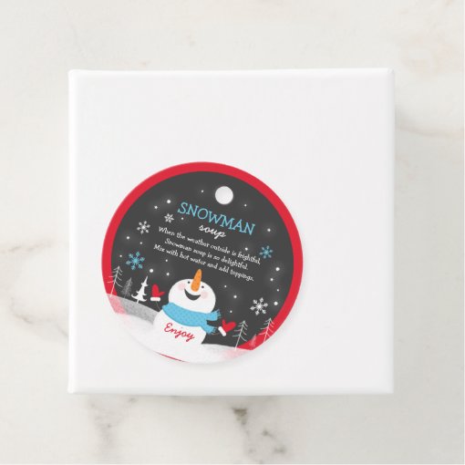 Snowman Soup Christmas Hot Chocolate Gift Favor Tags | Zazzle