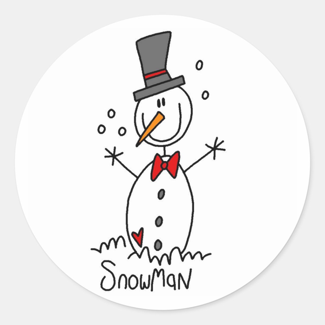 Snowman Stick Figure Sticker | Zazzle