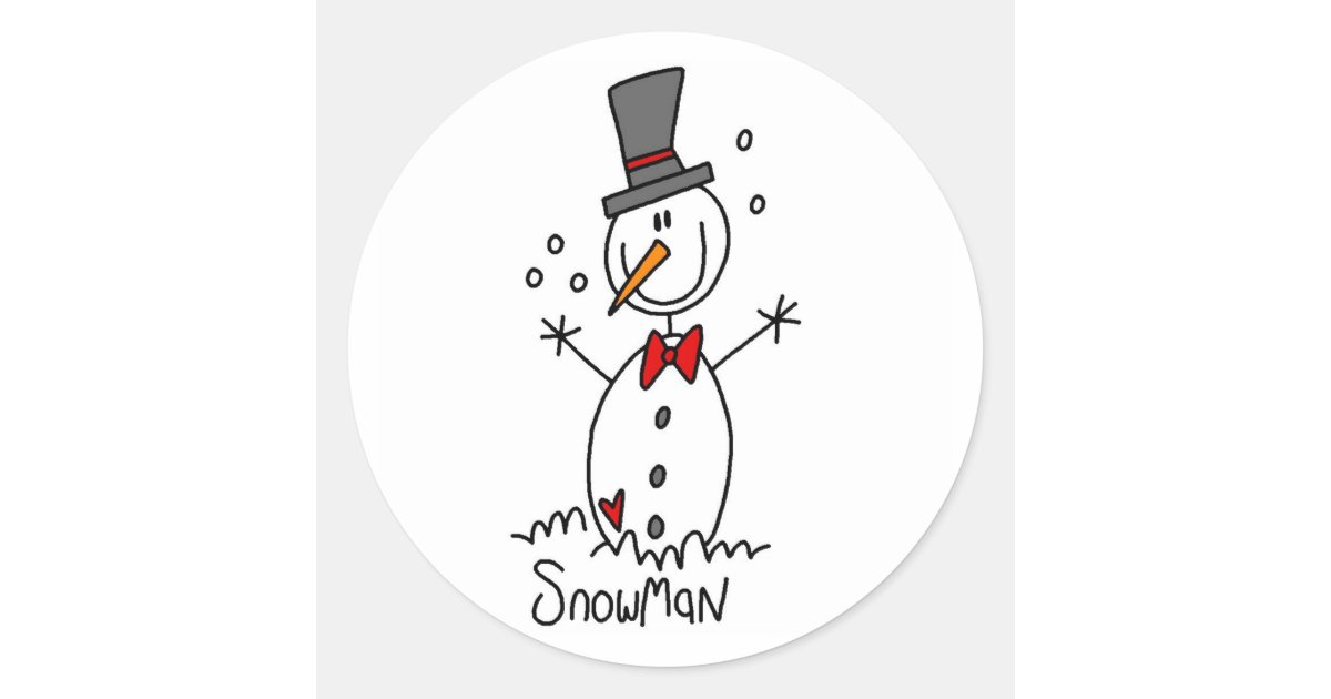 Snowman Stick Figure Sticker | Zazzle