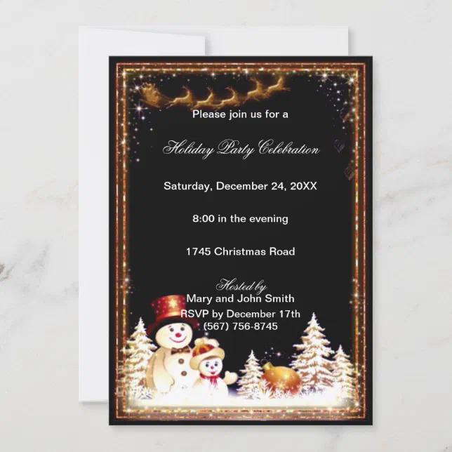 Snowman Winter Christmas Party Invitation | Zazzle