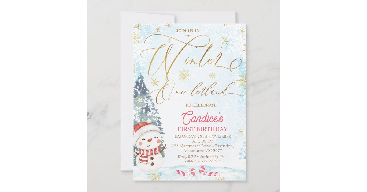 Snowman Winter One-derland Birthday Invitation | Zazzle