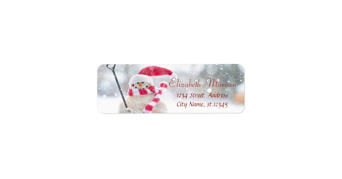 Snowman With Santa Hat Holiday Label | Zazzle
