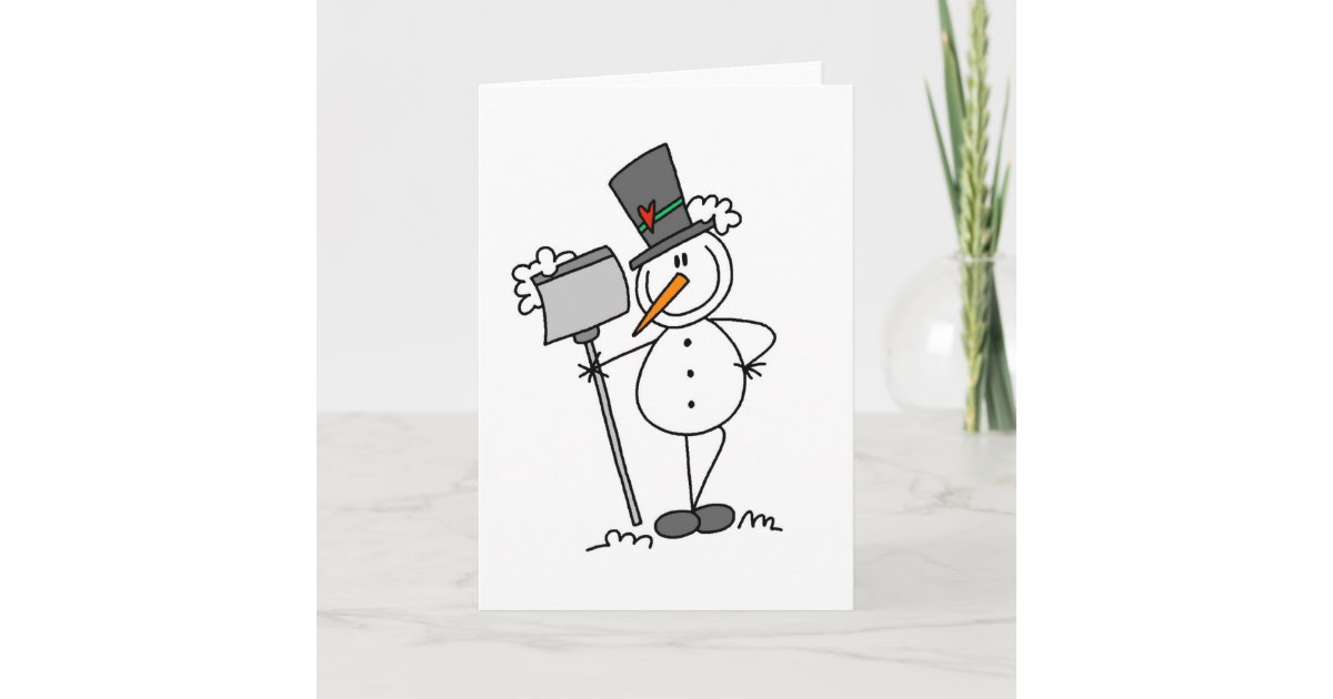 Snowman with Shovel Holiday Card | Zazzle.com