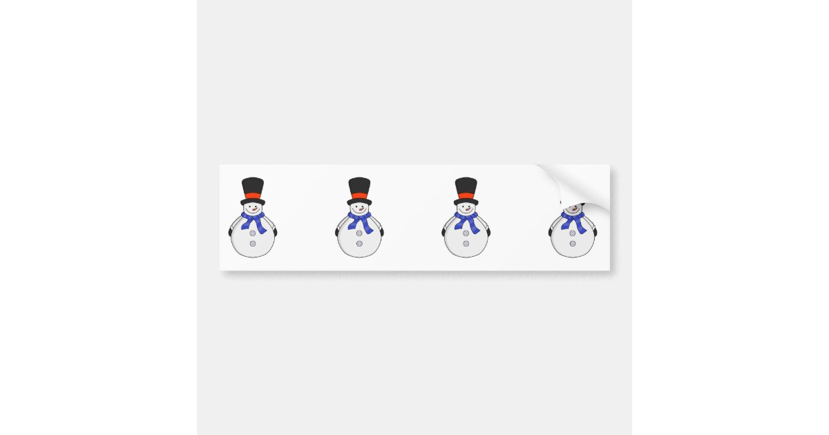 Snowman with top hat bumper sticker | Zazzle