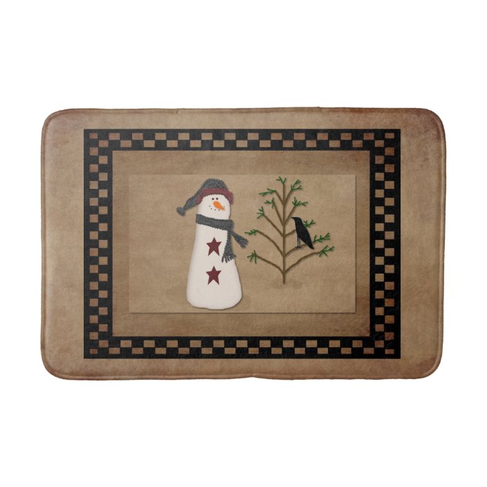 Snowman With Tree Bath Mat | Zazzle.com