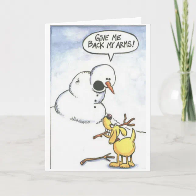 Snowman without arms holiday card | Zazzle