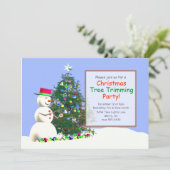 Snowman's Christmas Tree Trimming Invitation | Zazzle