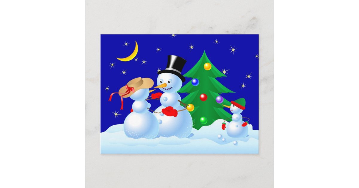 Snowmen Dancing Postcard | Zazzle
