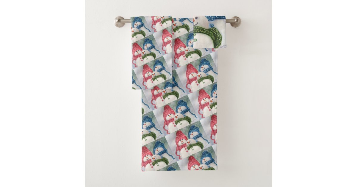 SNOWMEN FAMILY BATH TOWEL SET | Zazzle