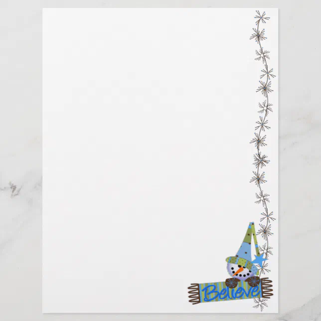 Snowmen Holiday Letterhead | Zazzle