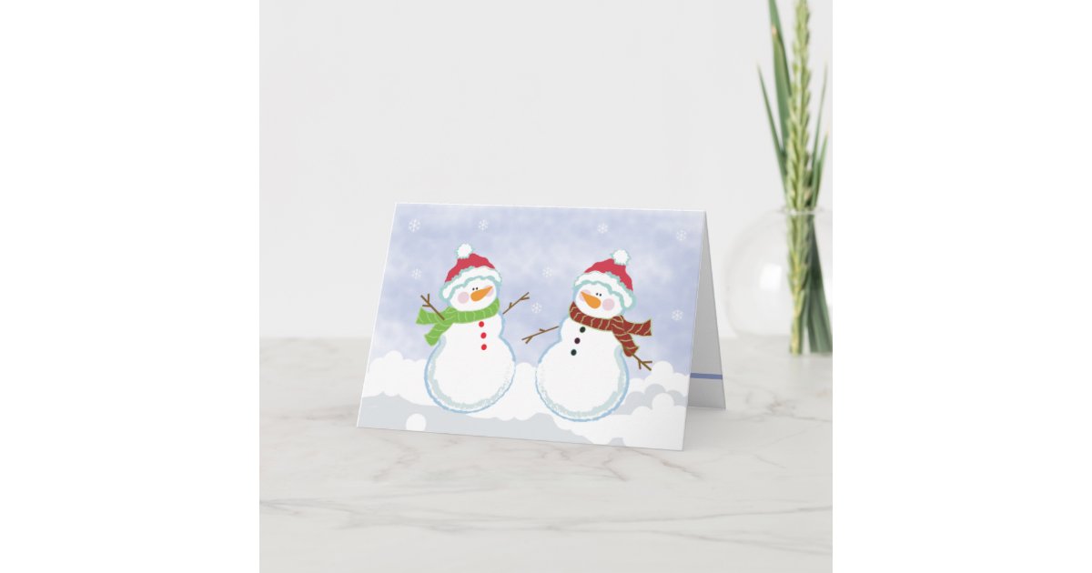 SNOWMEN Holiday Winter Christmas Greeting Card | Zazzle