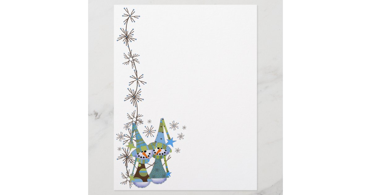 Snowmen Letterhead | Zazzle