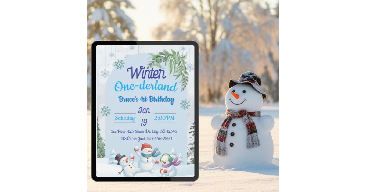 Snowmen Winter One-derland 1st Birthday Invitation | Zazzle