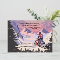 Snowmobile Birthday Party Invitation | Zazzle