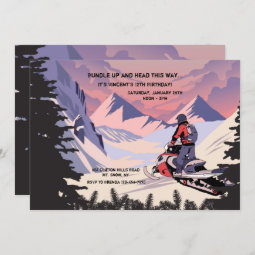 Snowmobile Birthday Party Invitation | Zazzle