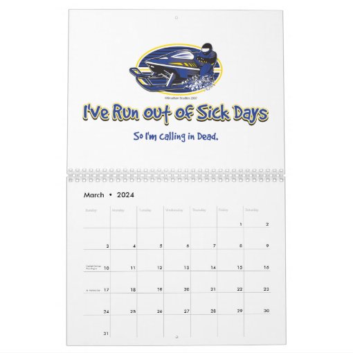 Snowmobile Calander Calendar | Zazzle