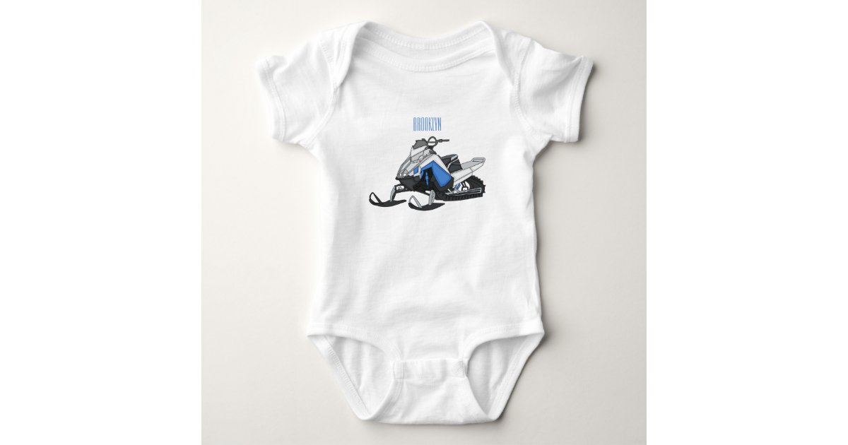 Snowmobile cartoon illustration baby bodysuit | Zazzle
