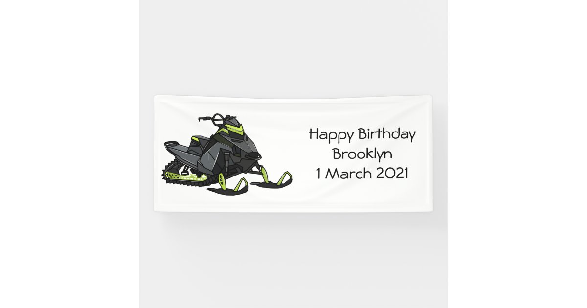 Snowmobile cartoon illustration banner | Zazzle