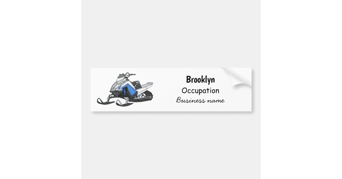 Snowmobile cartoon illustration bumper sticker | Zazzle