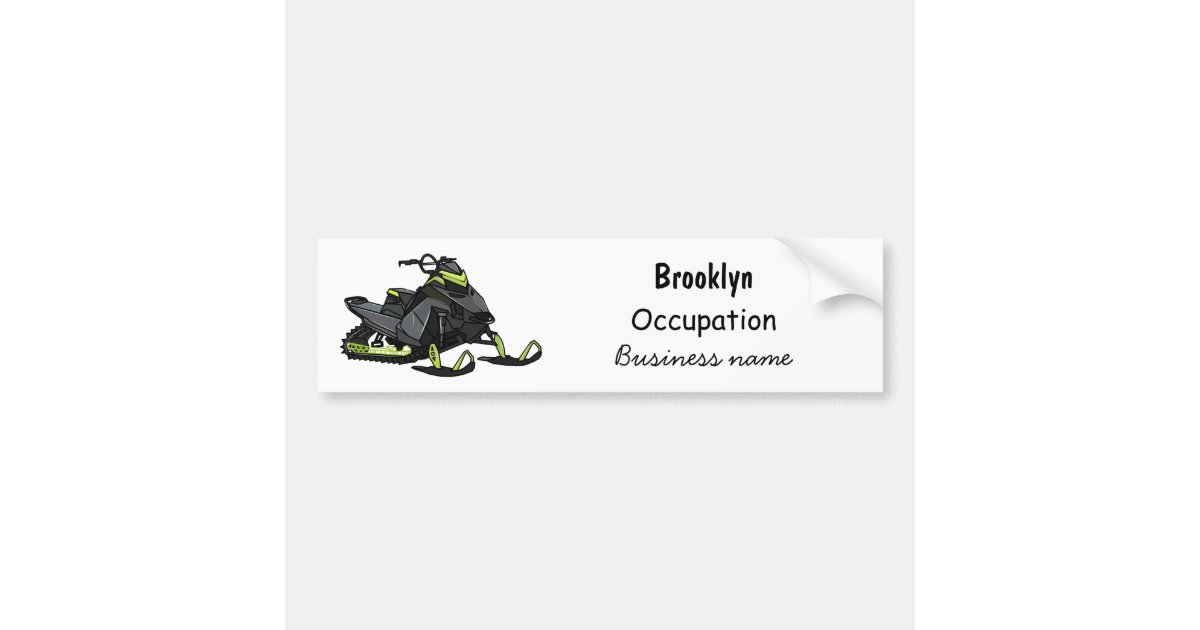 Snowmobile cartoon illustration bumper sticker | Zazzle