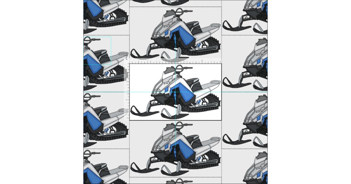 Snowmobile cartoon illustration fabric | Zazzle