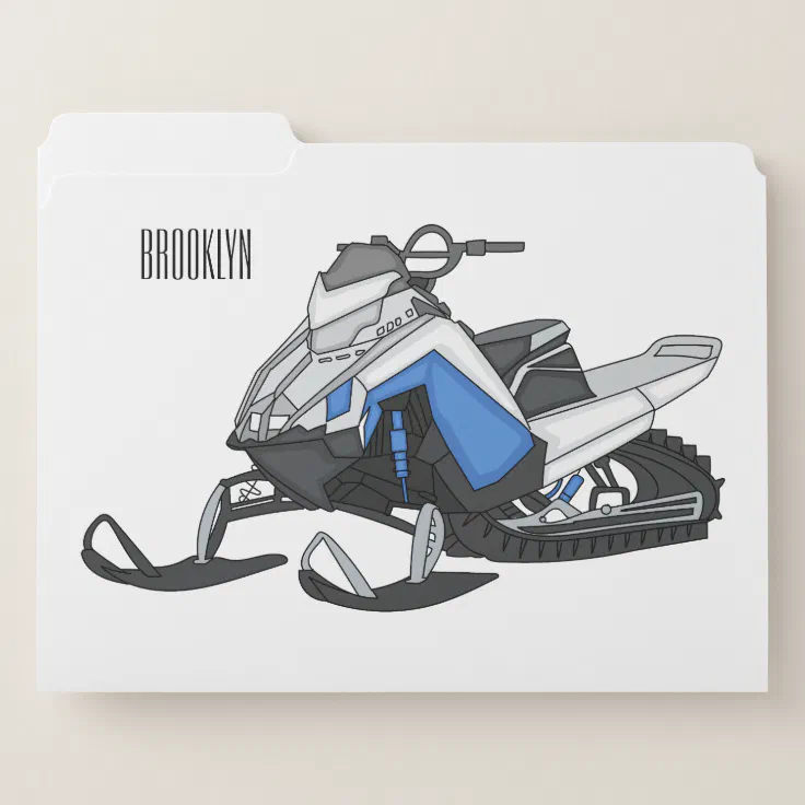 Snowmobile cartoon illustration file folder | Zazzle