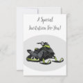 Snowmobile cartoon illustration invitation | Zazzle