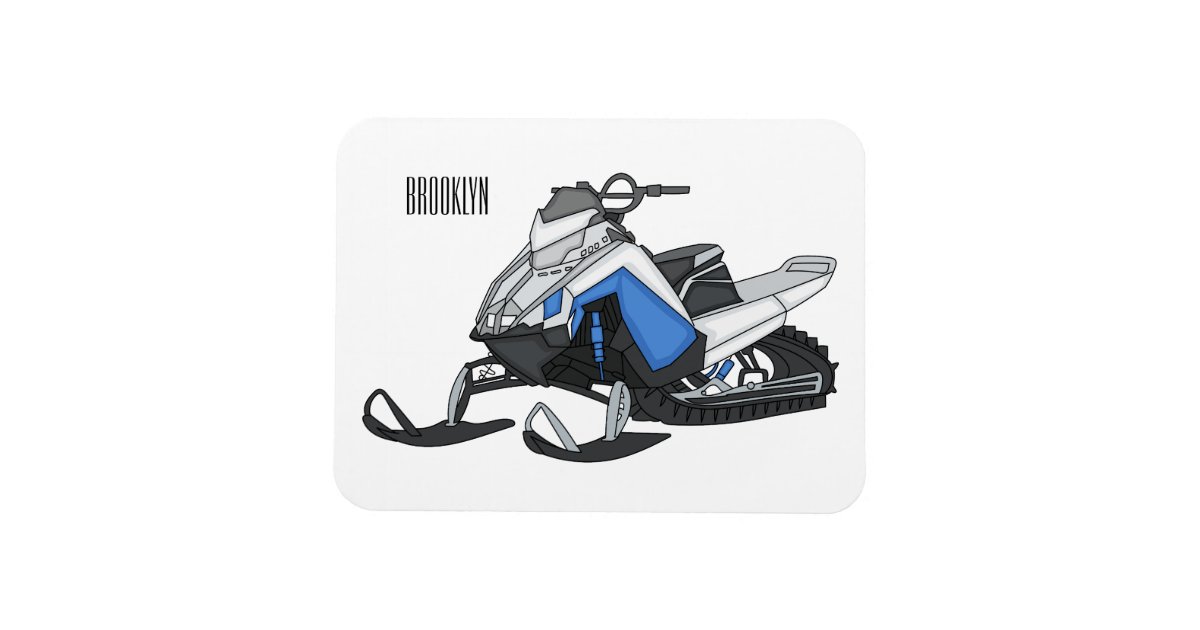 Snowmobile cartoon illustration magnet | Zazzle