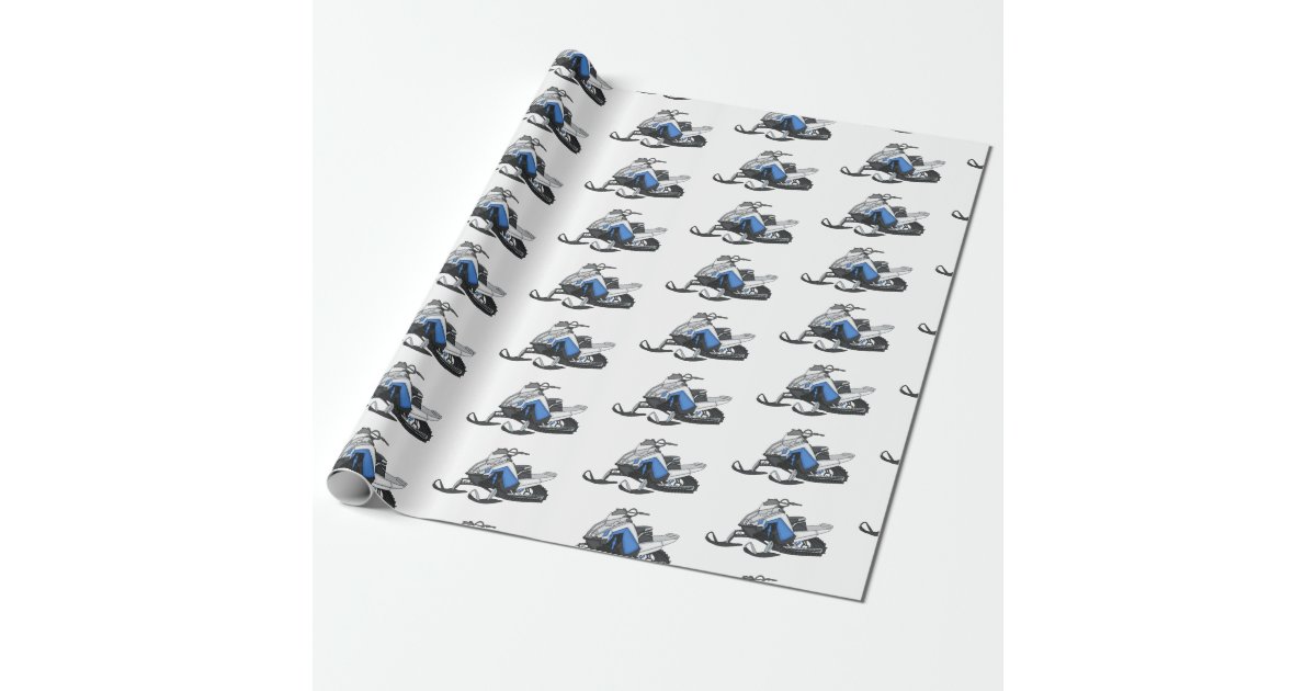 Snowmobile cartoon illustration wrapping paper | Zazzle