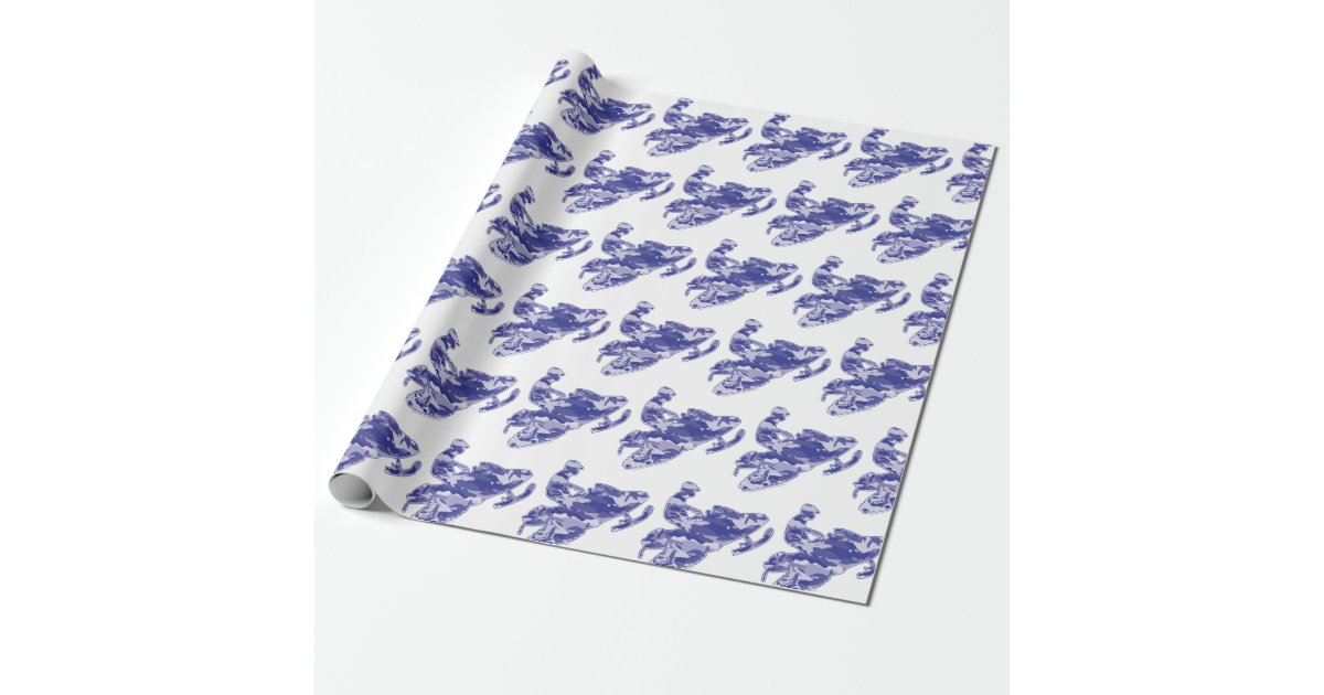 Snowmobile in Blue Camouflage Wrapping Paper | Zazzle