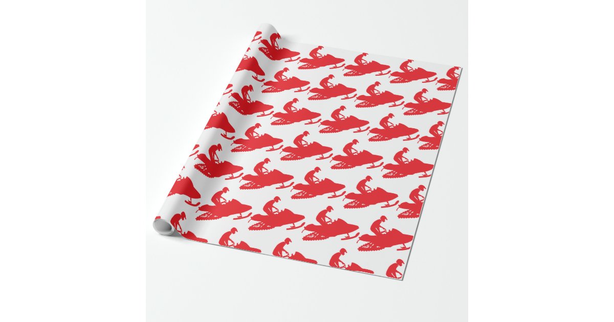 Snowmobile In Red Wrapping Paper | Zazzle