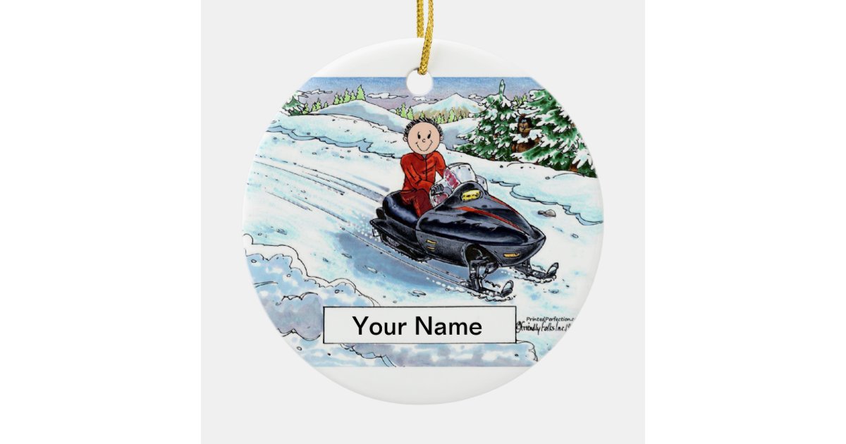 Snowmobile - Male Ceramic Ornament | Zazzle