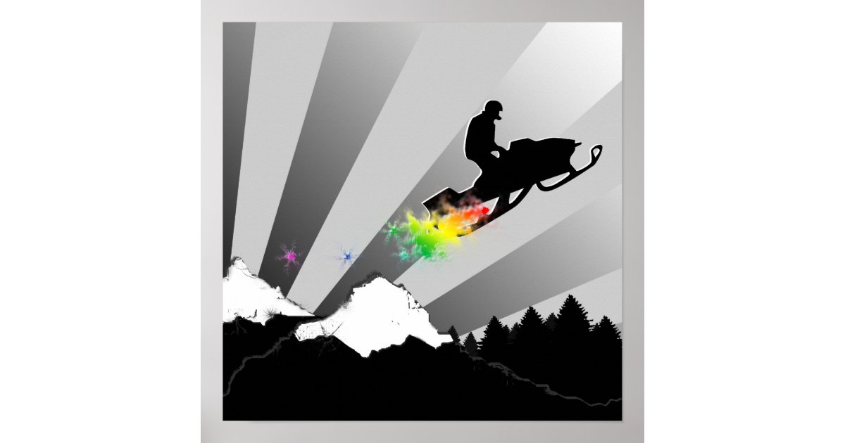 snowmobile. powder trail. poster | Zazzle
