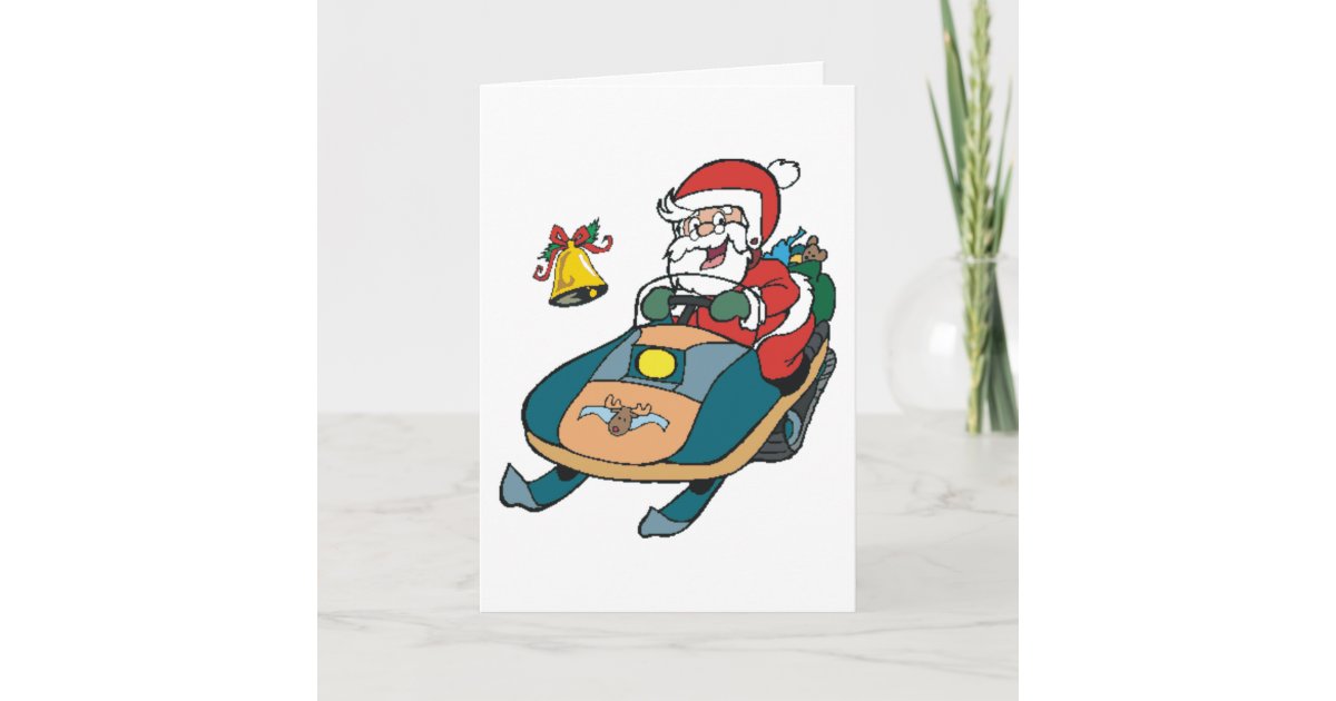 Snowmobile Santa Holiday Card | Zazzle