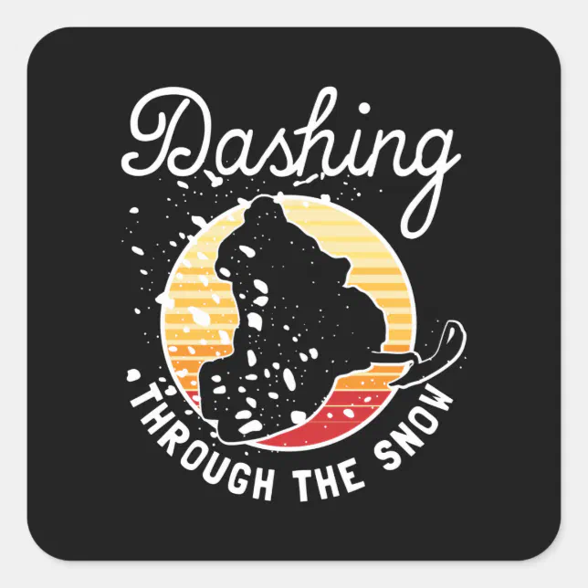 Snowmobiling - Dashing Through The Snow Square Sticker | Zazzle