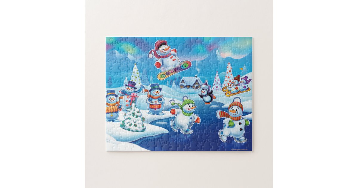 Snowpeople Winter Wonderland jigsaw puzzle | Zazzle