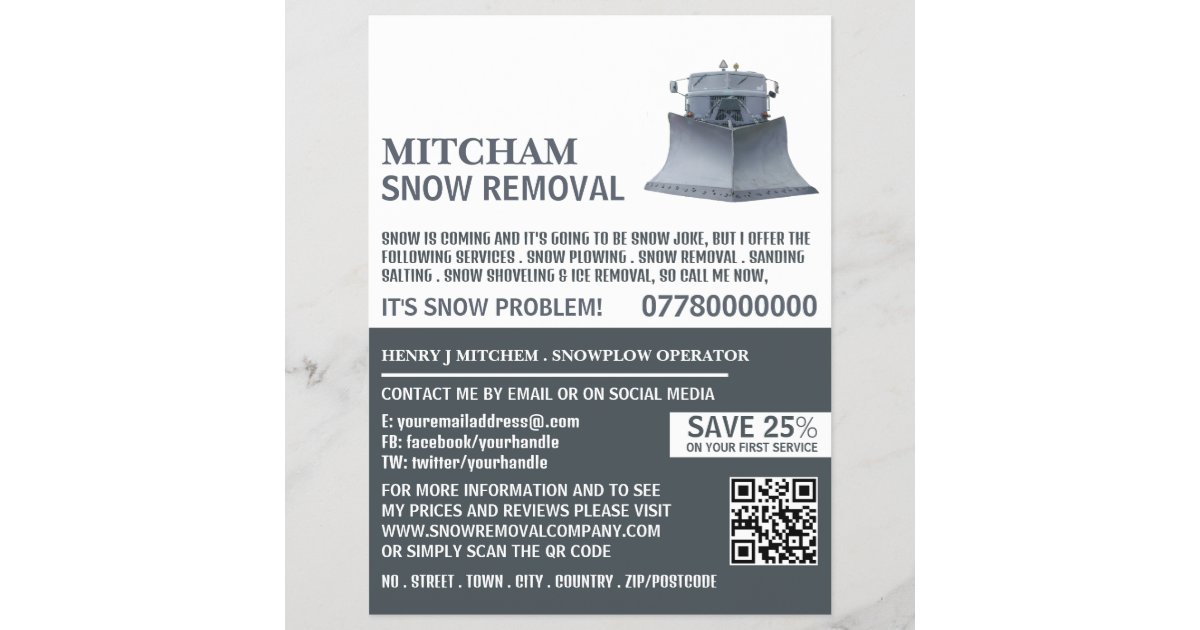Snowplow, Snow Removal Company Advertising Flyer | Zazzle